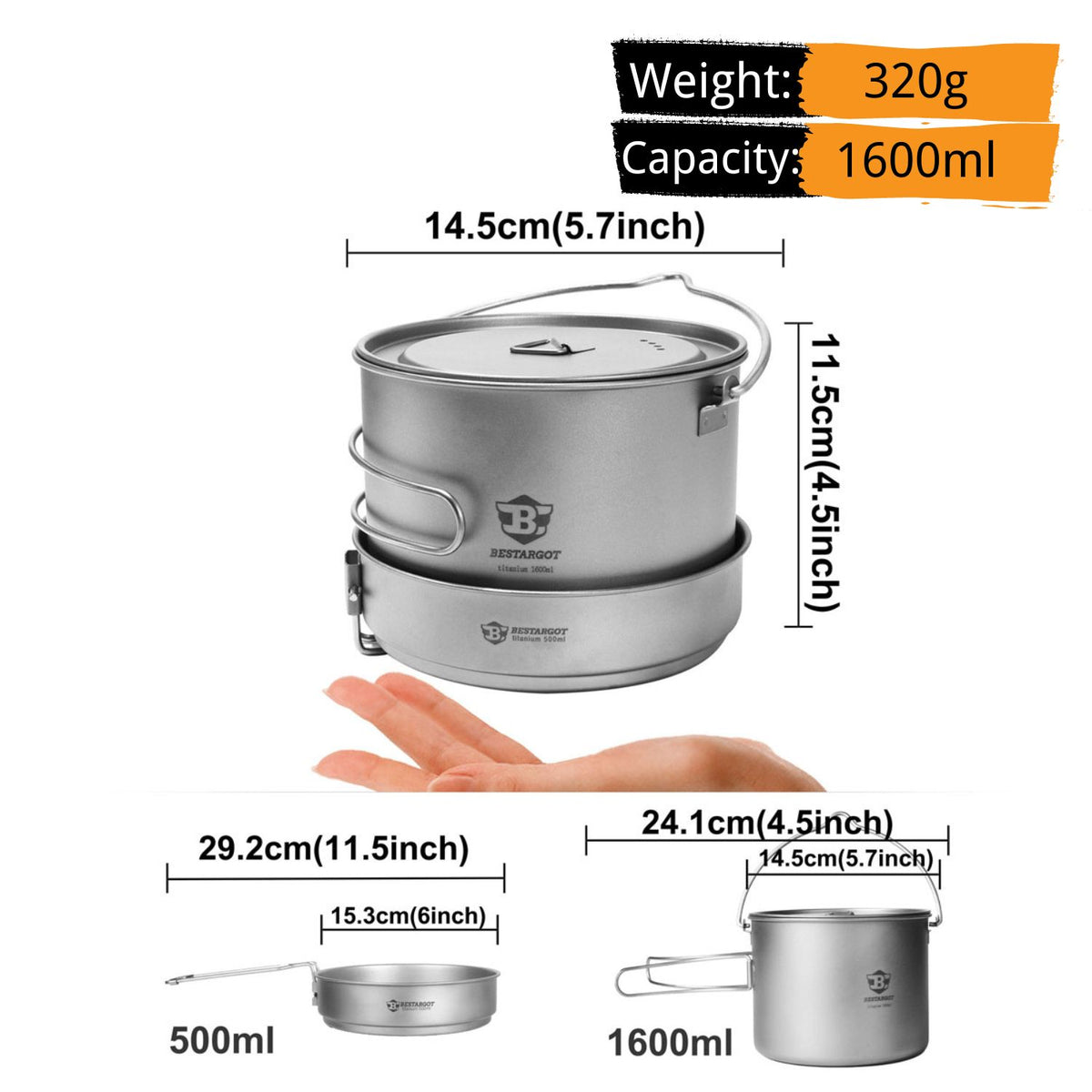 Bestargot | Titanium Outdoor Cookset | Ultralight Ti-Camping Gear ...