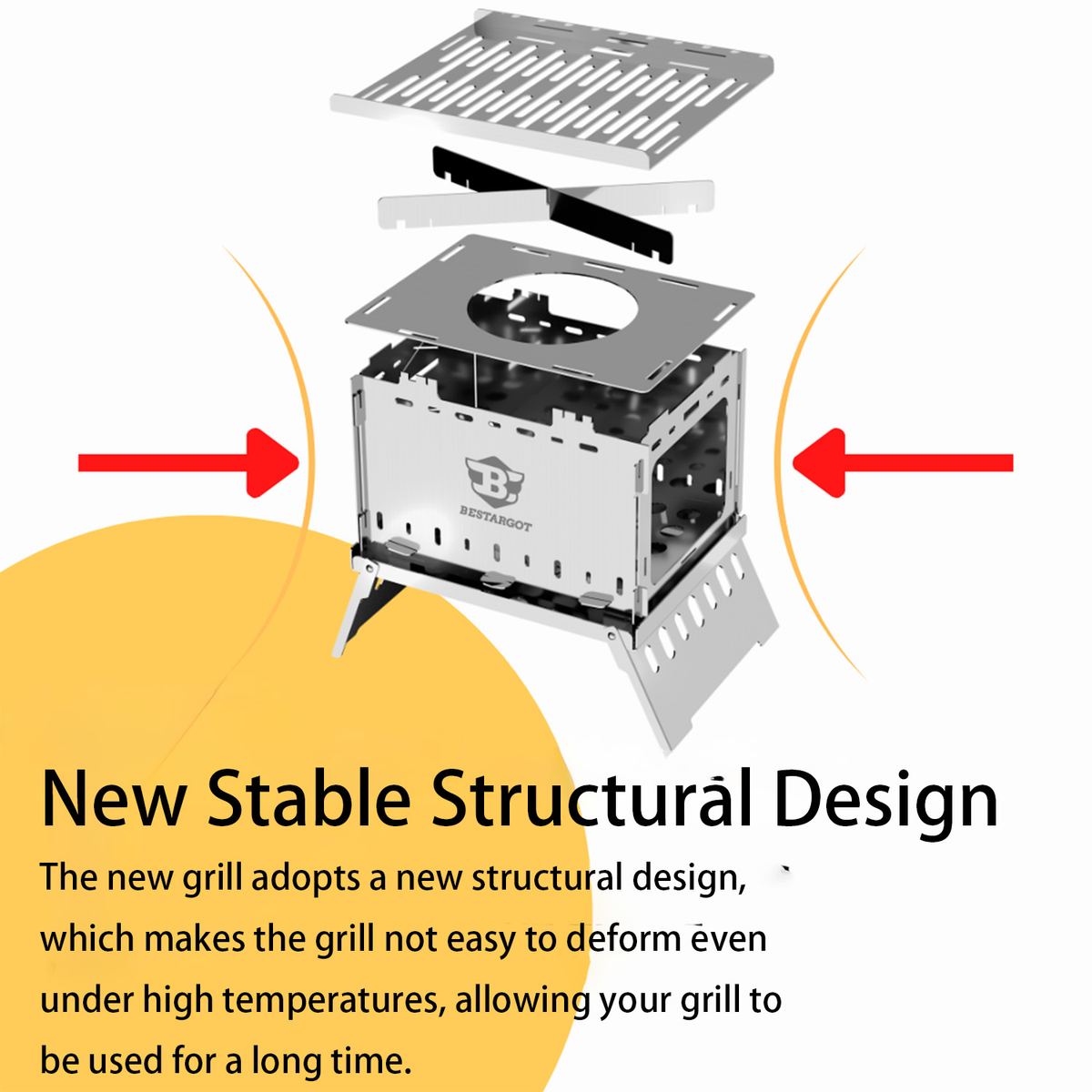Bestargot Camping Gas Pixel-Grill™, Stainless Steel, Supports Wood ...
